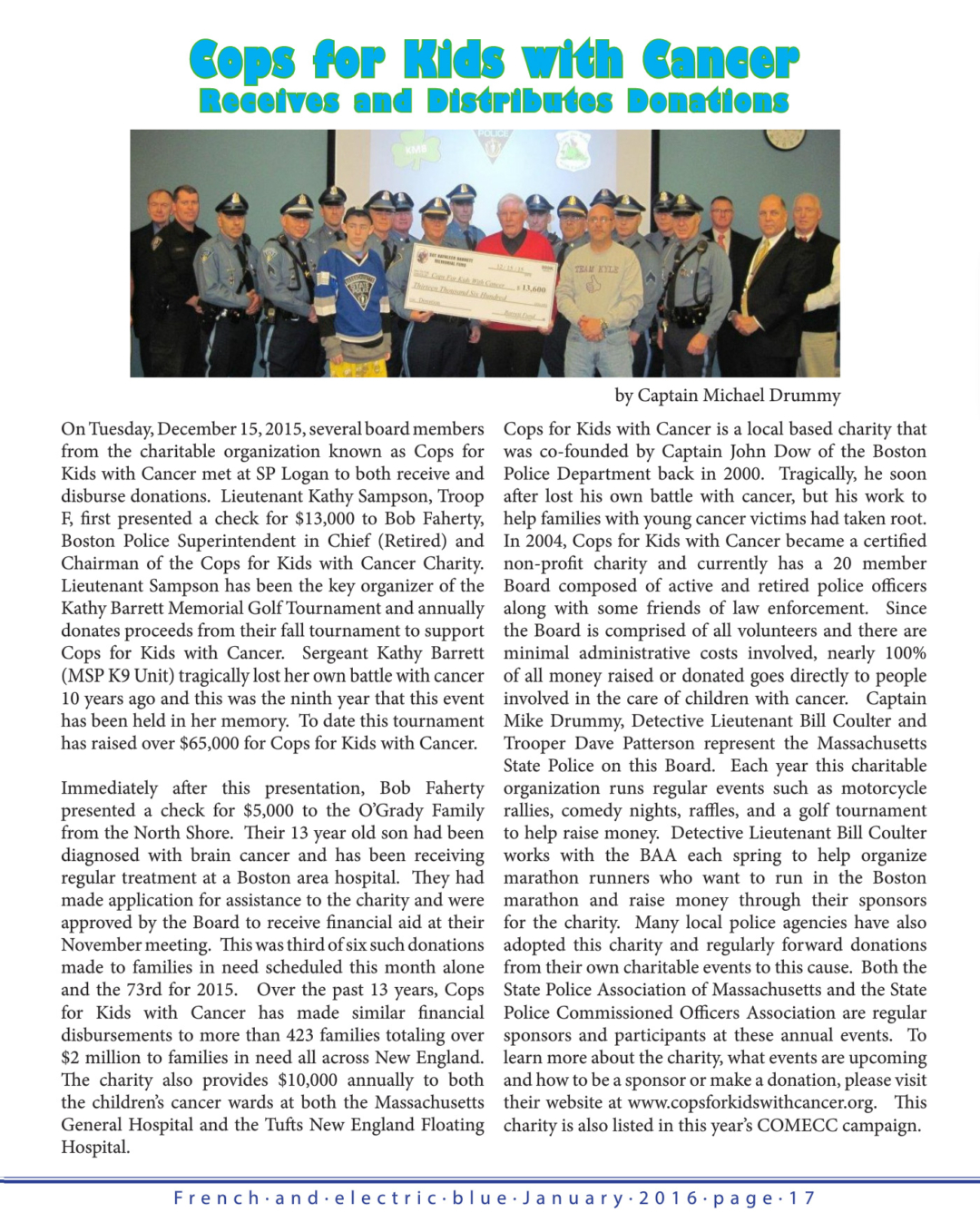 Cops for Kids with Cancer Receives and Distributes Dontaions - Cops for ...